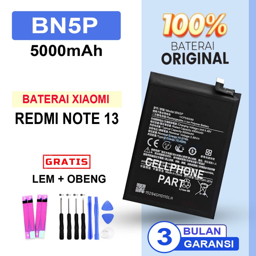 Jual BATERAI BATRE XIAOMI REDMI NOTE 13 4G / 5G BN5P ORIGINAL | Shopee ...