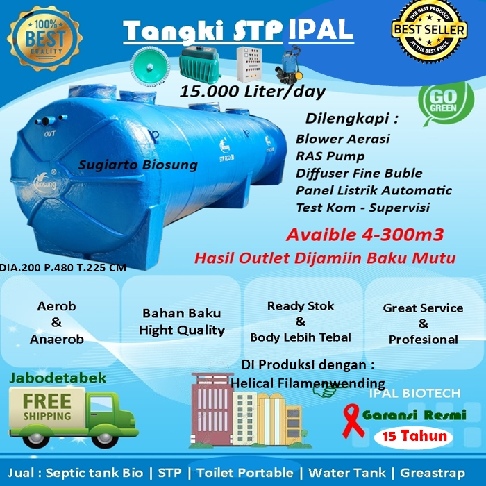 Jual SEPTIC TANK BIO IPAL STP BIOTECH 15000 LITER, IPAL BIOSUNG 15 ...