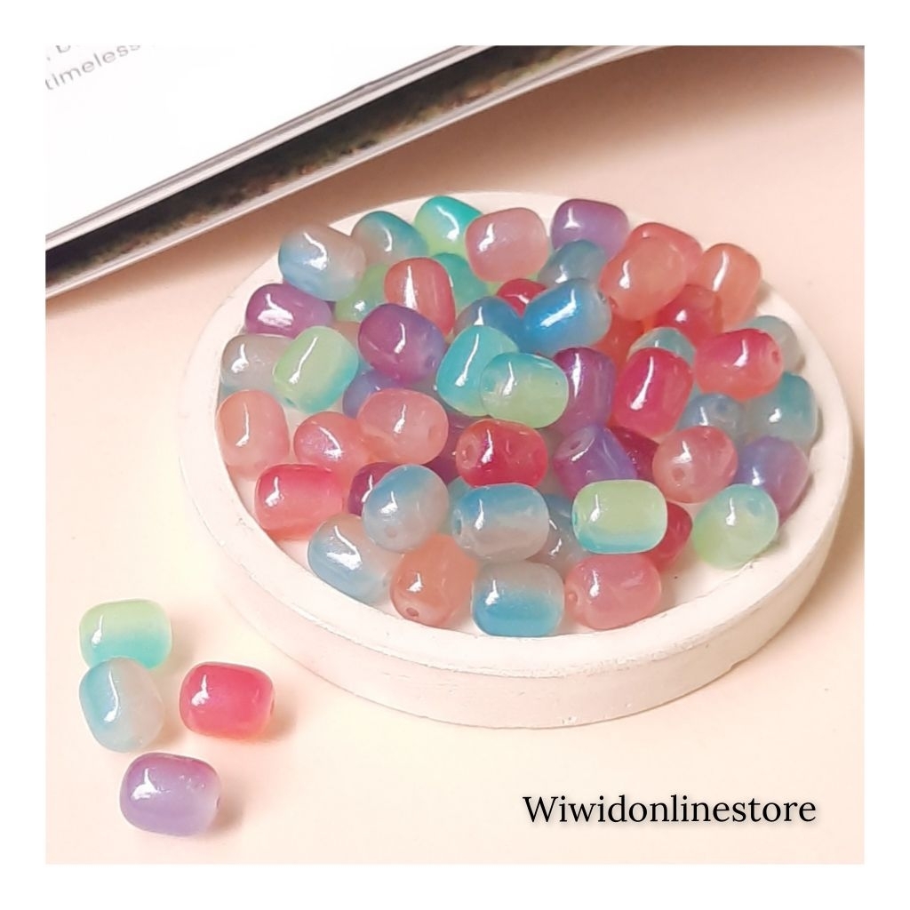 Jual (20 biji) MANIK KACA TABUNG GRADASI 8x10 mm | Shopee Indonesia