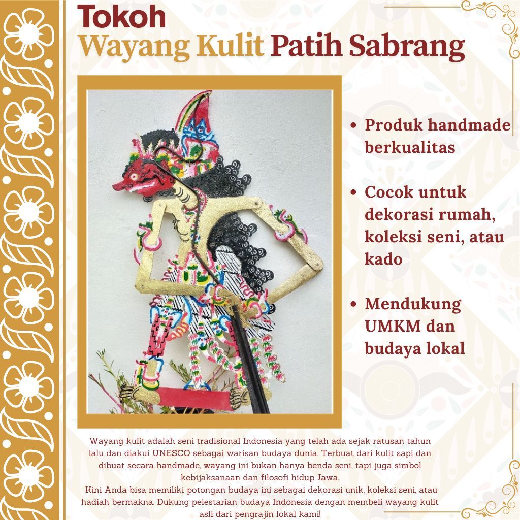 Jual Wayang Kulit Patih Sabrang Ukuran Standar Dalang | Shopee Indonesia