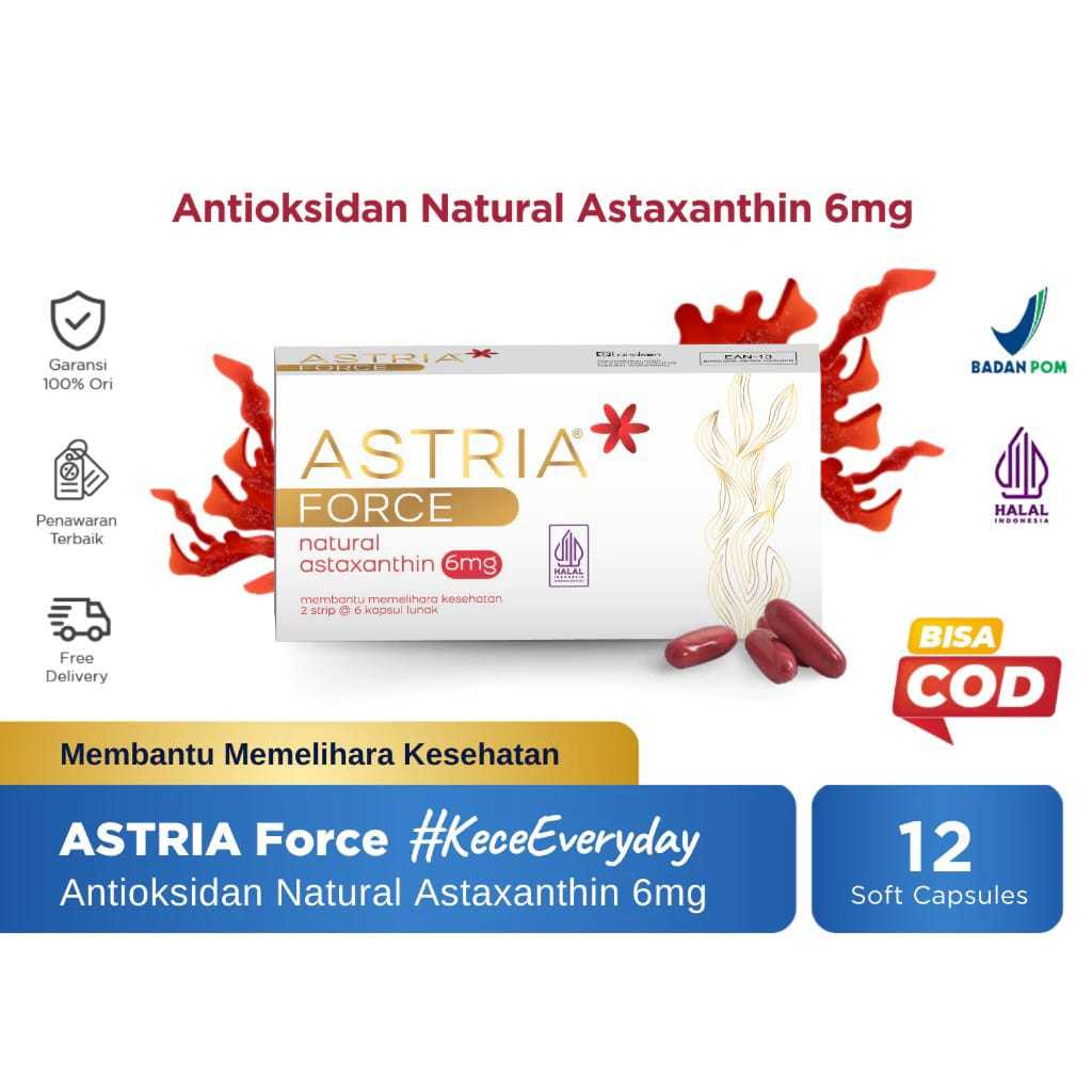 Jual ASTRIA FORCE Suplemen Antioksidan Natural Astaxanthin 4mg 1 Pack x ...