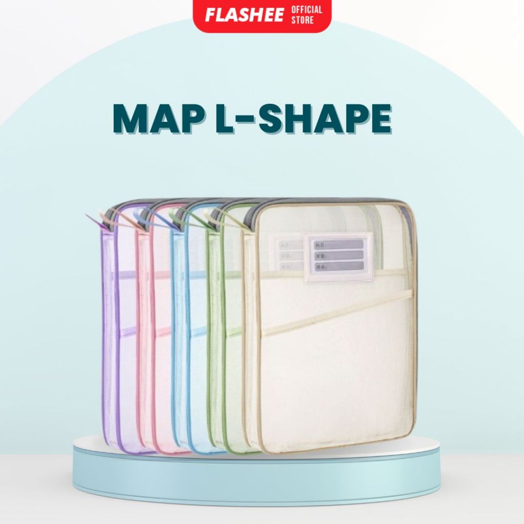 Jual Flashee Map Buku L-Shape Jaring 3 Sekat Transparan File Organizer ...