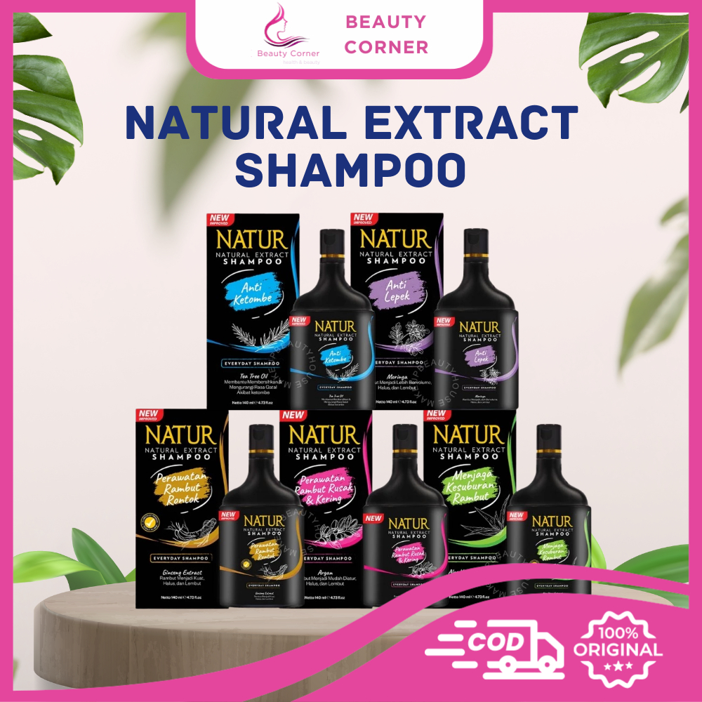 Jual NATUR Shampoo Natural Extract Hair Shampoo Rambut Ginseng / Tea ...