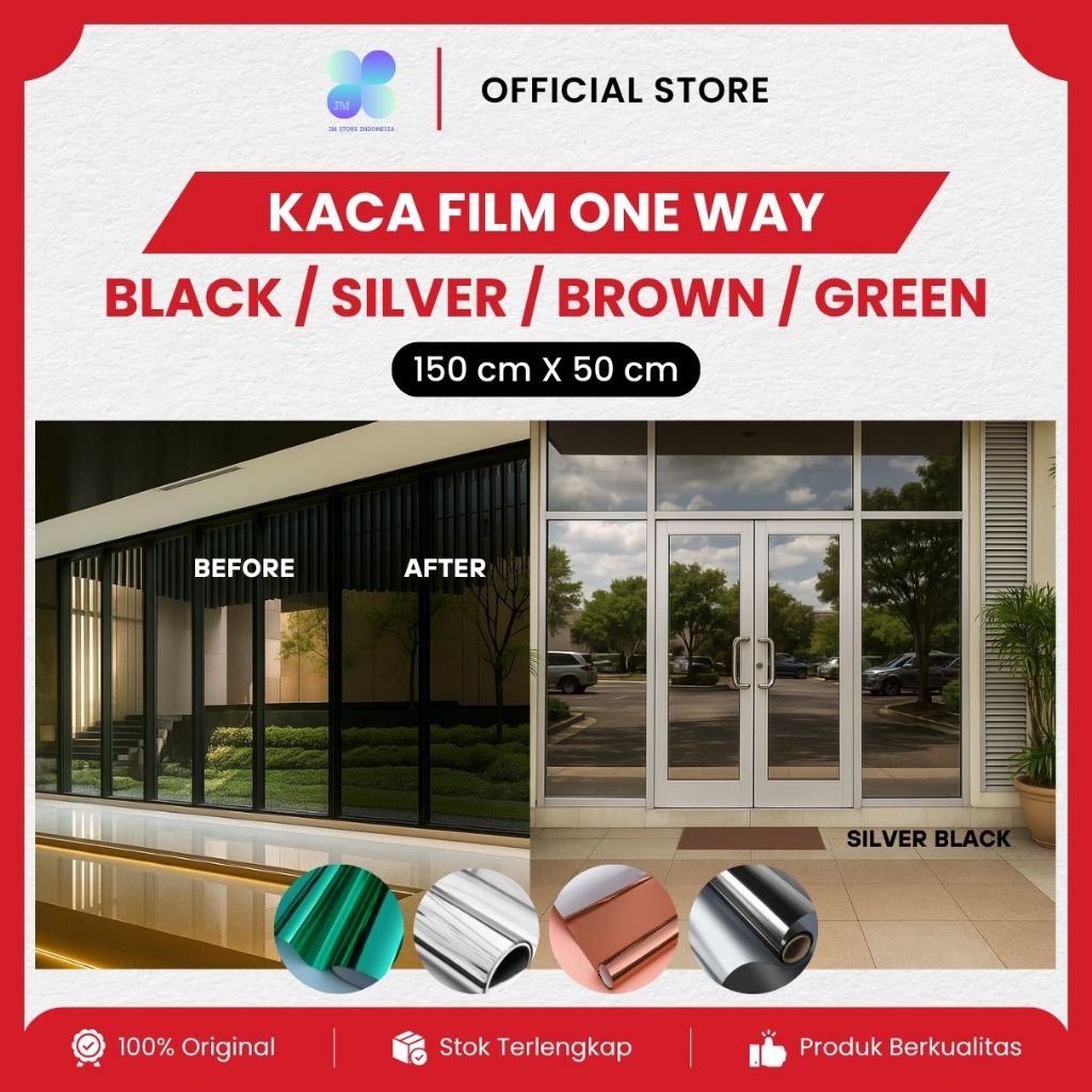 Jual Kaca Film One Way Cermin Jendela Mobil Rumah Gedung Sunblast Riben Anti Panas UV Hitam ...