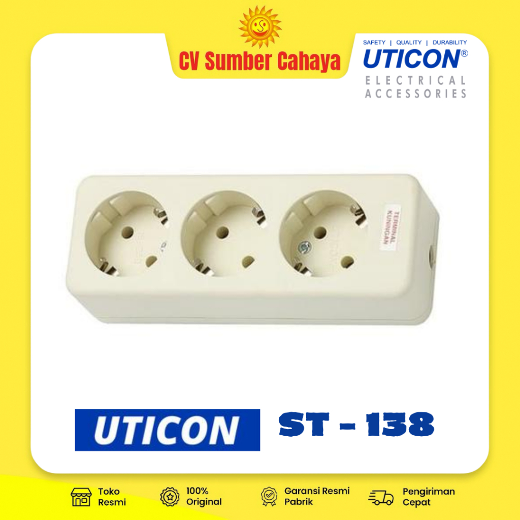 Jual STOP KONTAK / TERMINAL KUNINGAN UTICON 3 LUBANG ST-138 ST 138 ...