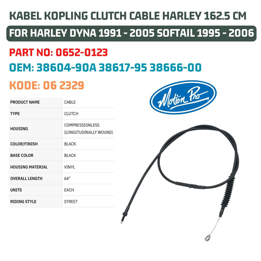 Jual KABEL KOPLING CLUTCH CABLE HARLEY PANJANG 162,5 CM HARLEY DYNA ...