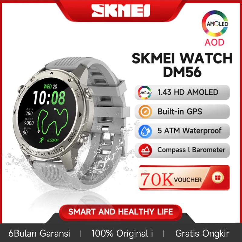 Jual skmei dm56 smartwatch water proof 5ATM/AMOLED Layar /Altitude Air ...