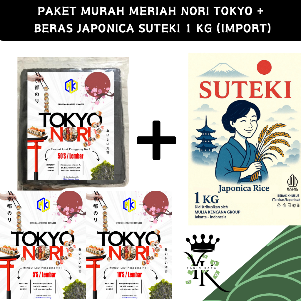 Jual PAKET MURAH BERAS SUTEKI IMPORT KHAS JEPANG 1 KG + TOKYO NORI ...