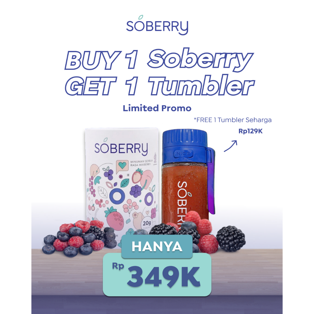 Jual SOBERRY Fiber - Minuman Superfiber Drink Free Tumbler-1 Box isi 15 ...