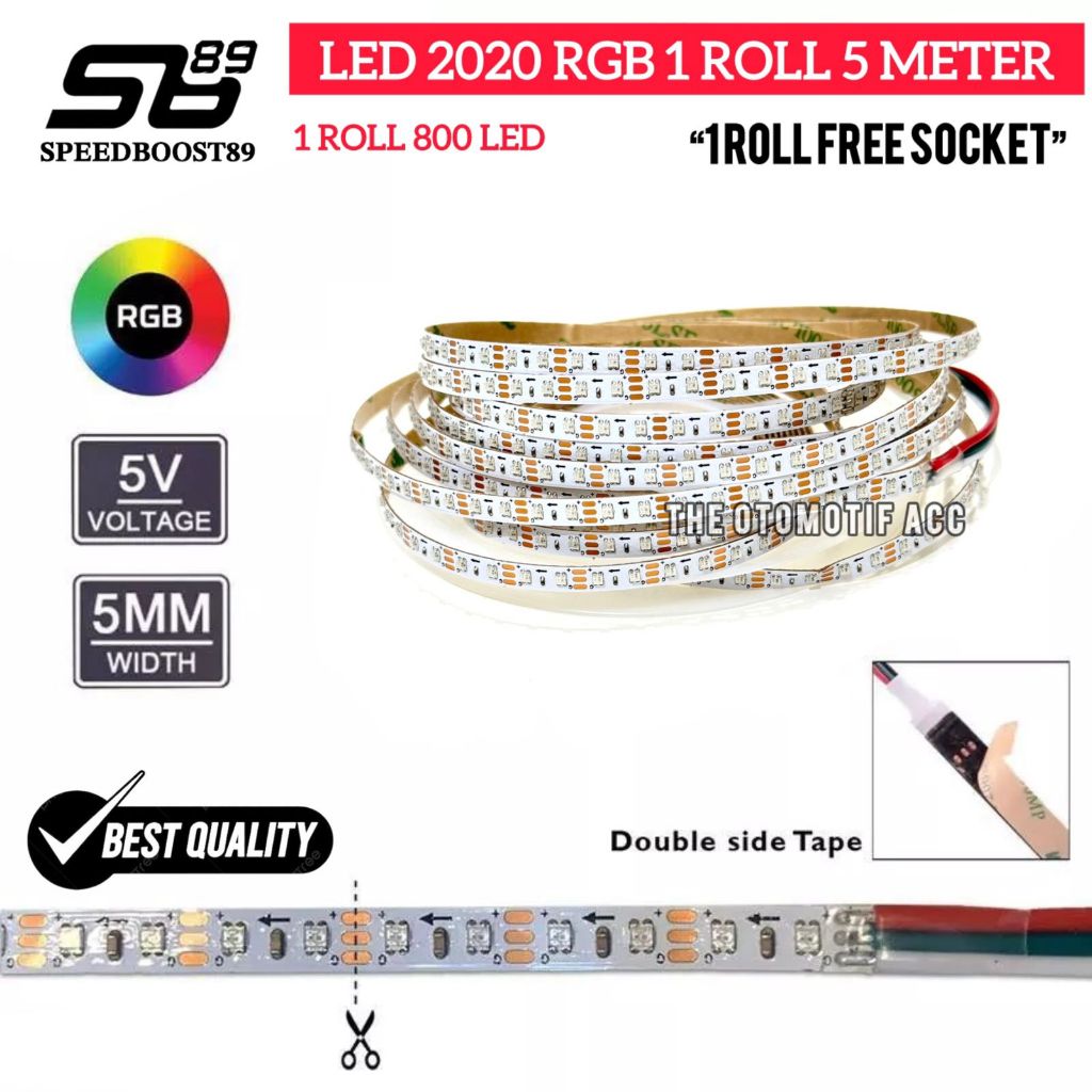 Jual Led Strip Alis WS2812B RGB 2020 Matrix Top Side View 800 Led PCB ...