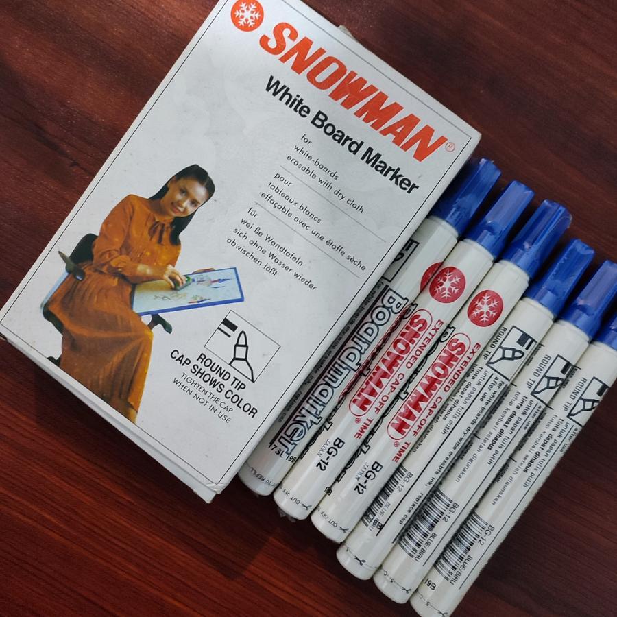 Jual SPIDOL SNOWMAN WHITE BOARD MARKER BG-12, BLUE / BIRU | Shopee ...