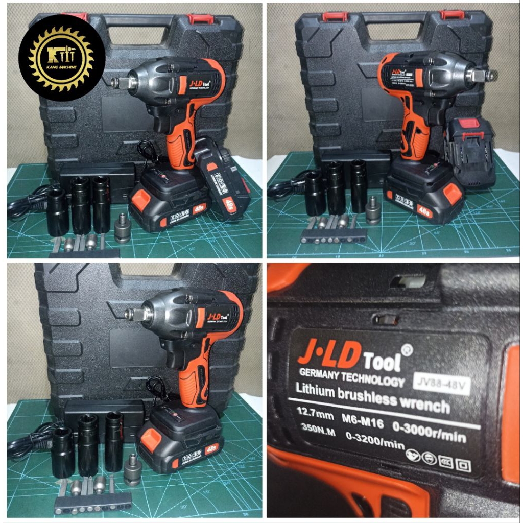 Jual impact wrench cordless JLD 48VF / 88VF mesin buka baut baterai / impact baterai | Shopee ...
