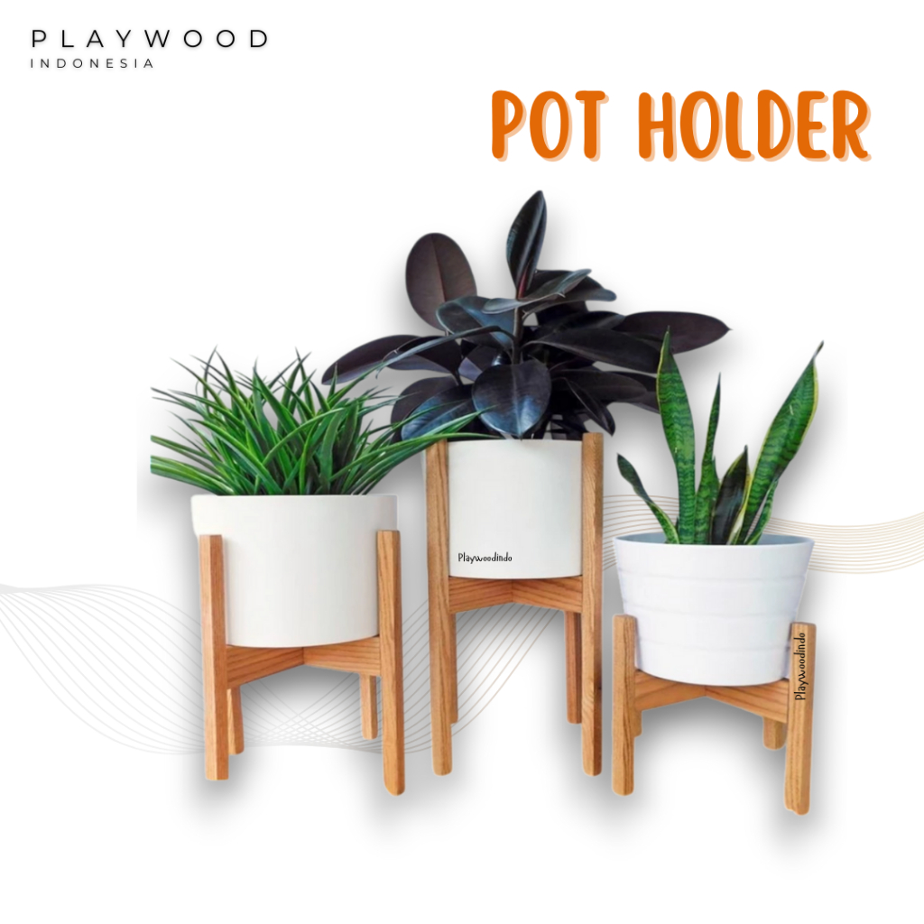 Jual Pot holder rak kayu tempat pot tanaman | standing planter ...