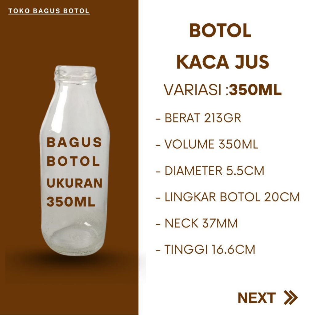 Jual botol kaca jus 350 ml barang baru 100%+ tutup | Shopee Indonesia