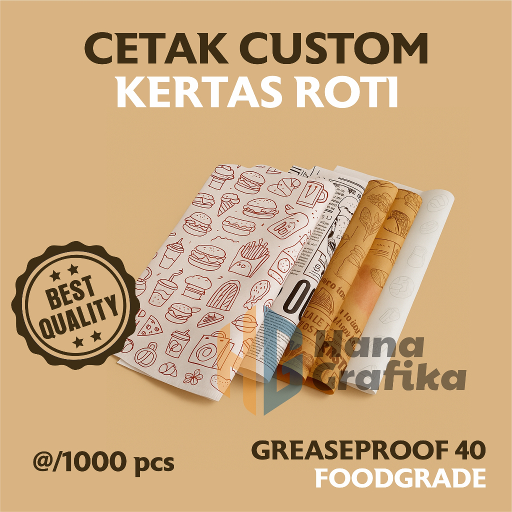 Jual CETAK CUSTOM KERTAS ROTI FOODGRADE / WRAP PAPER / BAKING PAPER ...