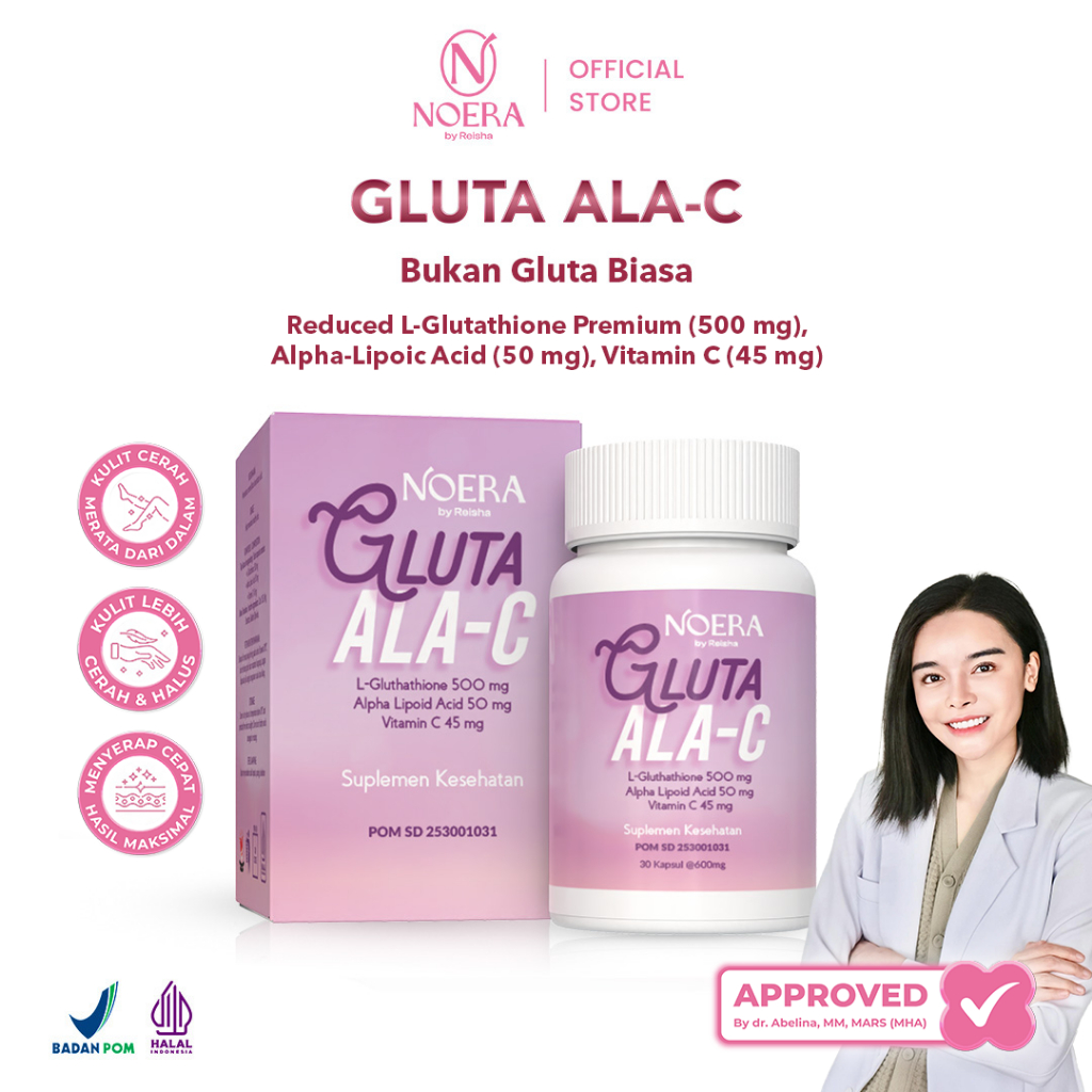 Jual Noera Gluta ALA-C | Noera Suplement Whitening L-Glutathione 500mg ...