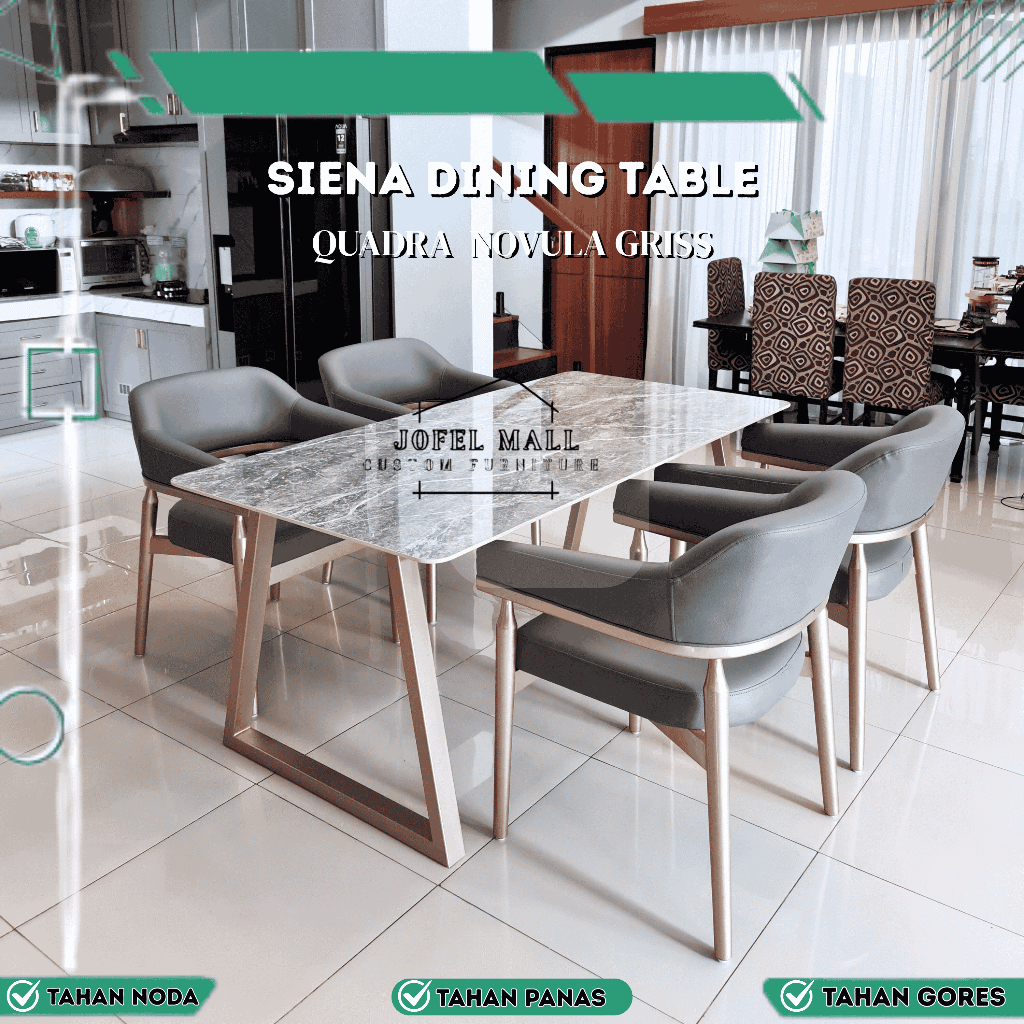 Jual MEJA MAKAN MINIMALIS/MEJA MAKAN SINTERED STONE/MEJA MAKAN QUADRA ...