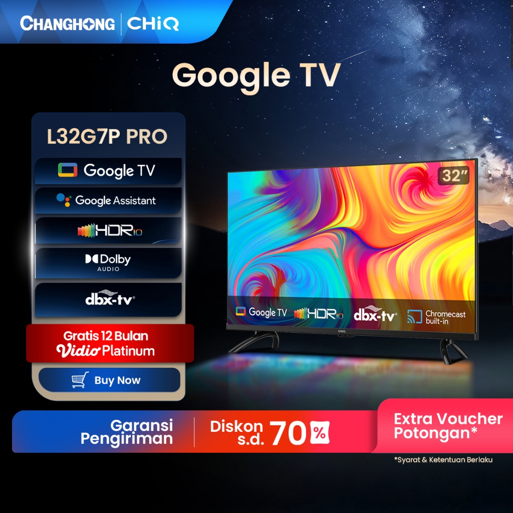 Jual 【Google TV】CHiQ 32 inch Smart TV HDR10+DBX Dolby Audio Google Assistant Netflix Youtube ...