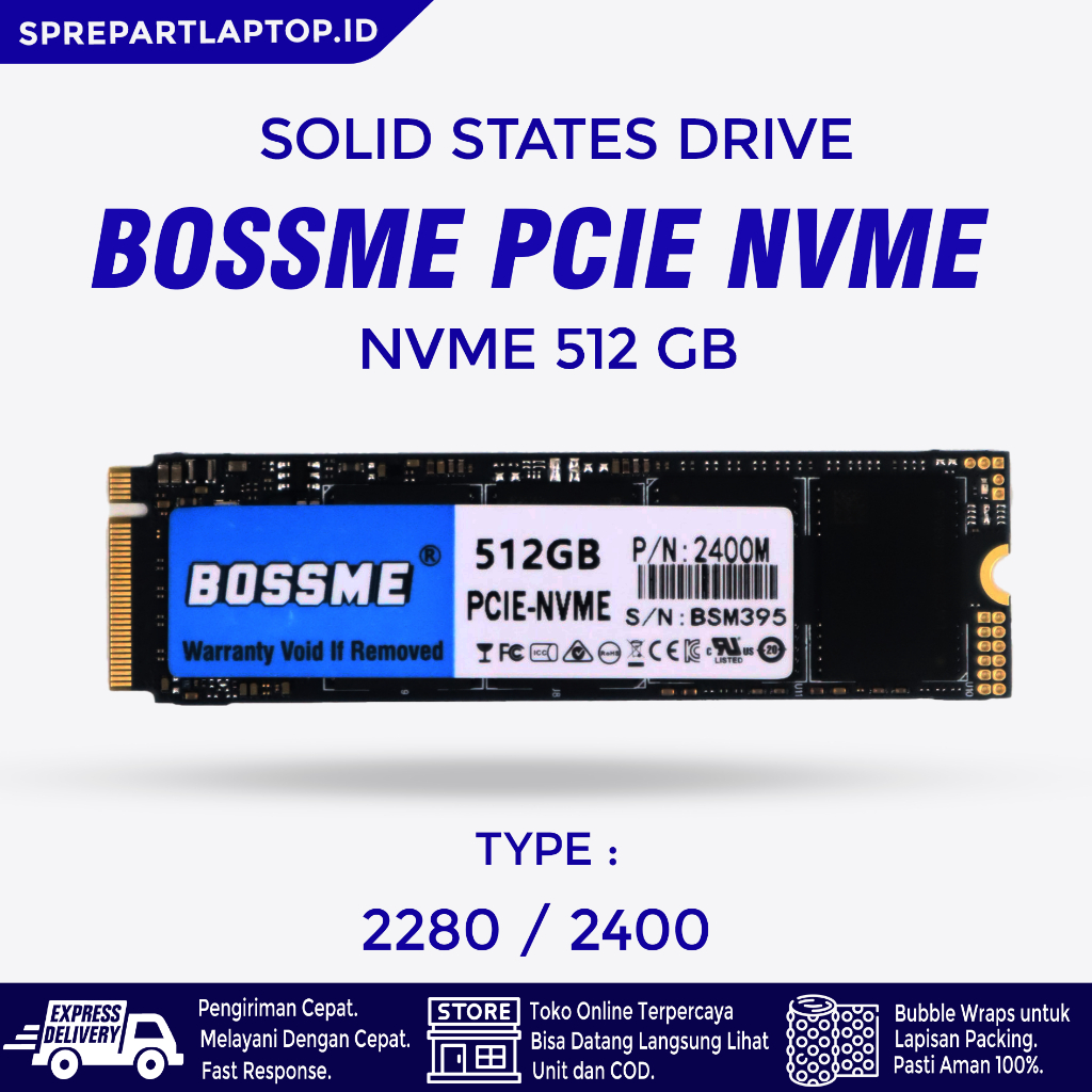 Jual PCIe NVMe 512GB Type 2400 Merk Bossme Baru dan Bergaransi 256GB ...