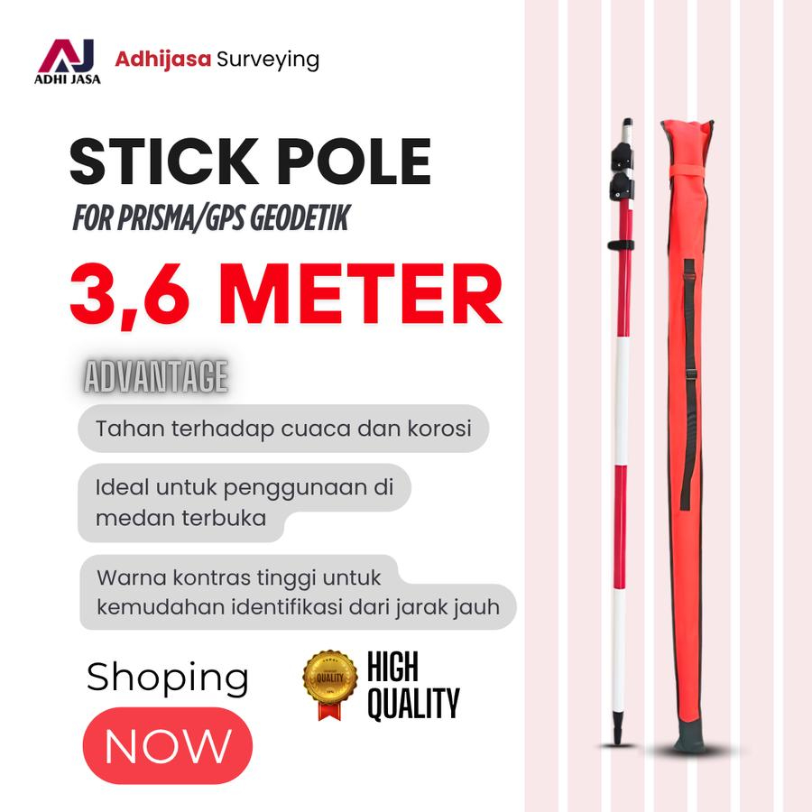 Jual Tiang Jalon Survei 3.6M Merah Putih – Pole Reflektor GPS / Total ...