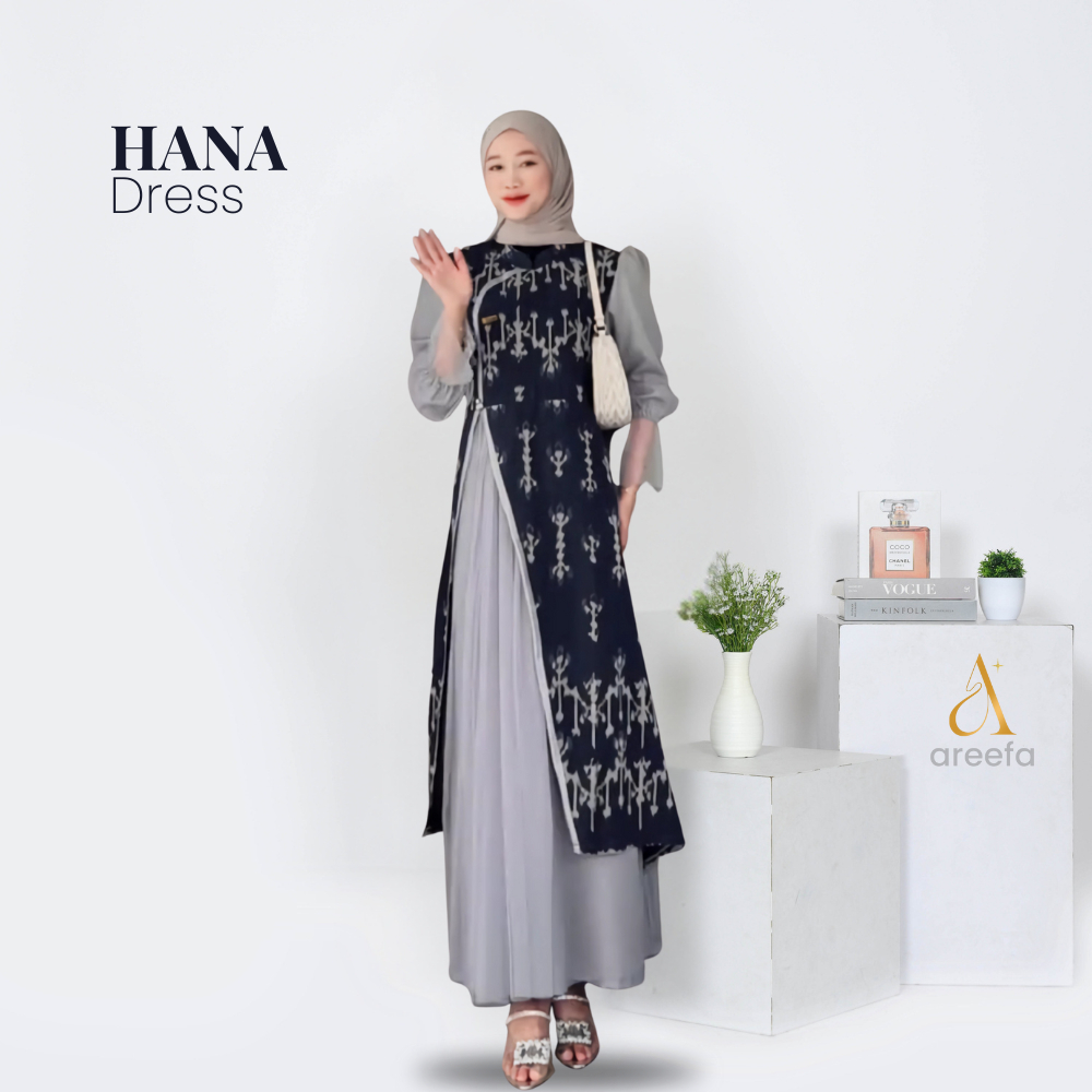 Jual Areefa - Gamis Dress Tenun Etnik Kombinasi Satin Tile Premium ...