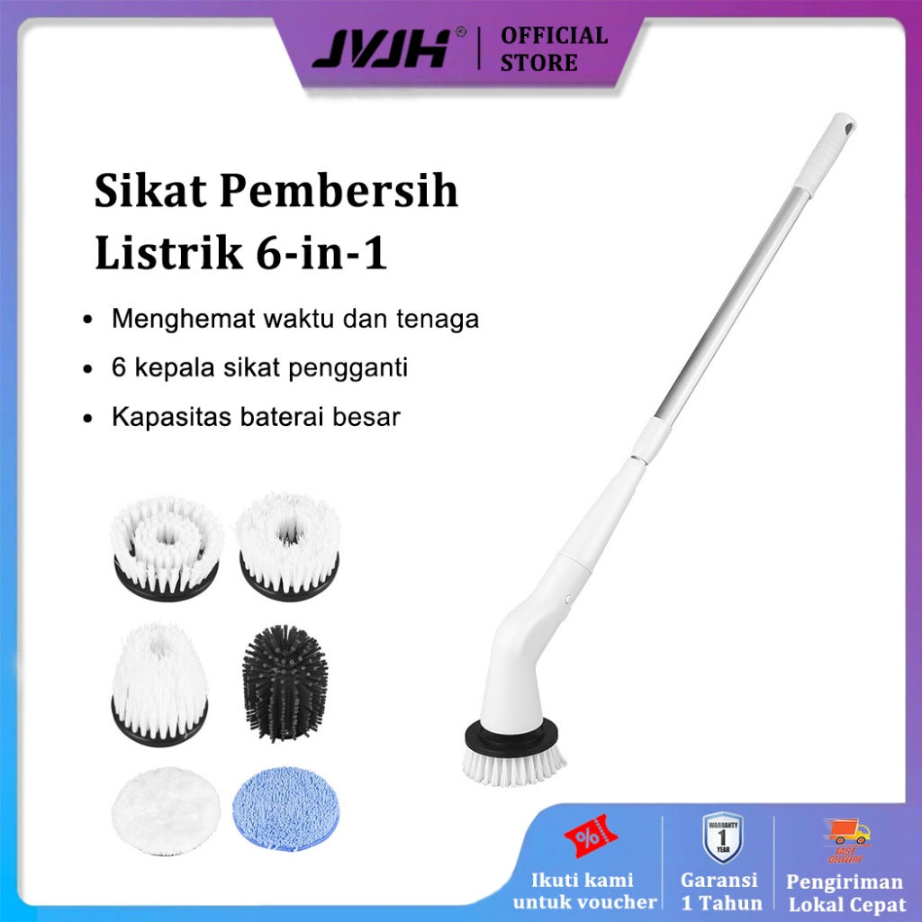 Jual JVJH Sikat Pembersih Kamar Mandi Elektrik 6-in-1 Wireless ...