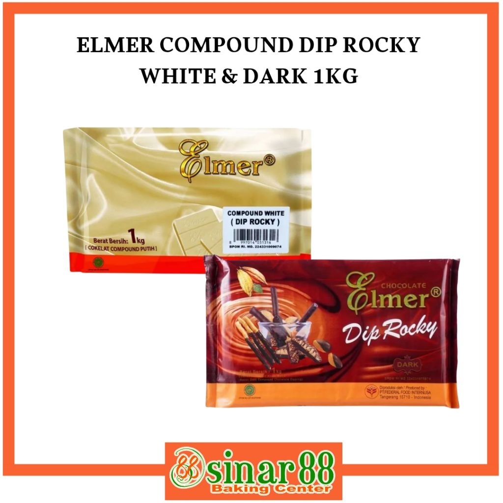 Jual Elmer Compound Dip Rocky 1kg (White & Dark Chocolate) | Shopee ...
