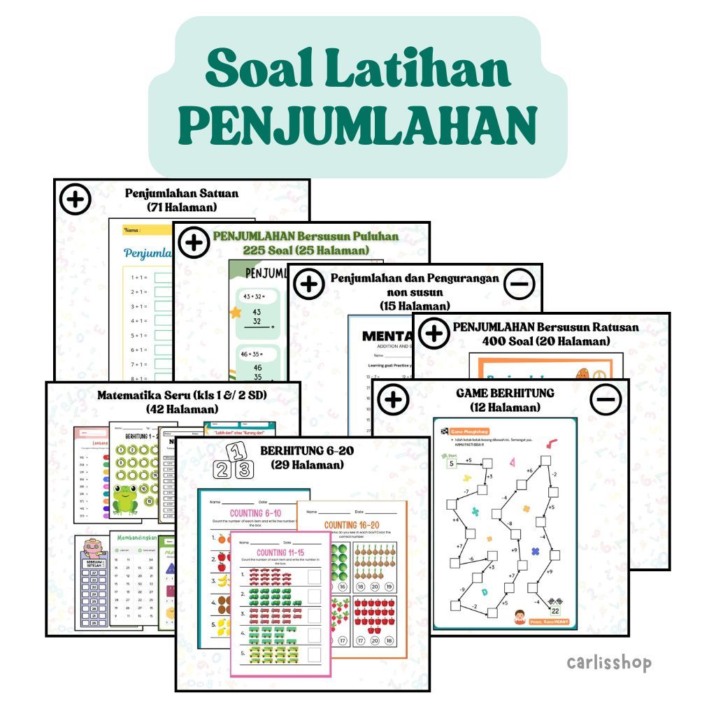 Jual Soal Latihan Matematika Penjumlahan Lembar Kerja Penjumlahan ...