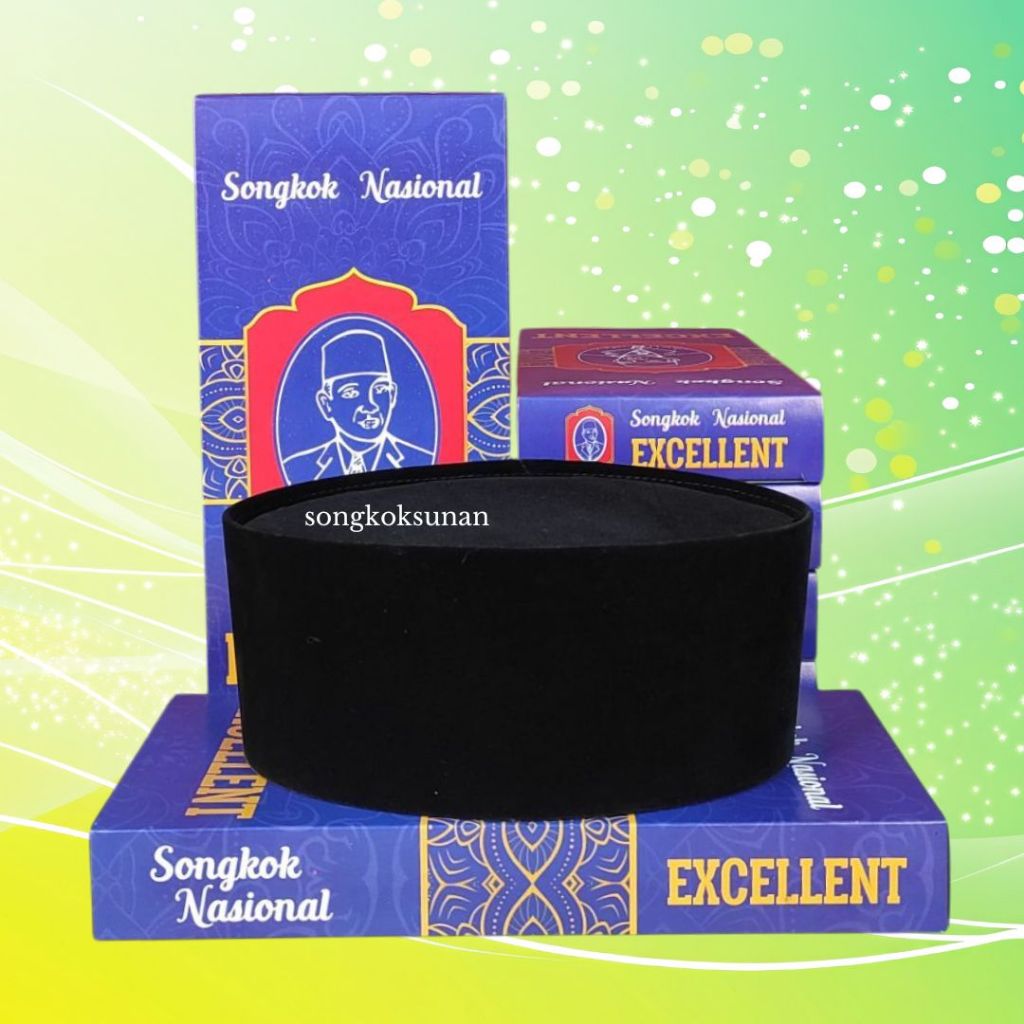 Jual GROSIR ECER Songkok Hitam NON AC Peci Polos Tinggi 9 cm Nasional ...