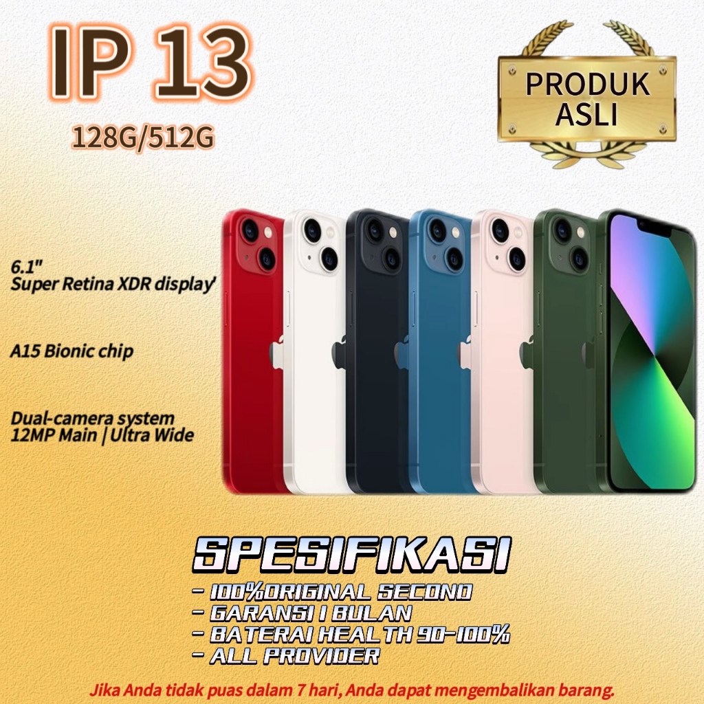 Jual IP 13 512GB 256GB 128GB ip 13 Smartphone Second Original 100% Fullset Mulus Like New ...