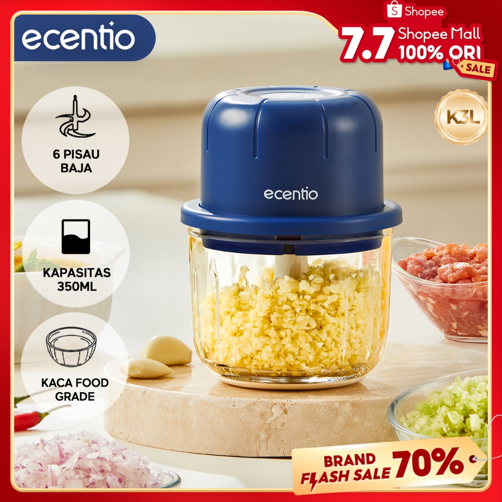 Jual ecentio Mini Chopper Kaca Blender Portable 6 pisau 350ml Food ...