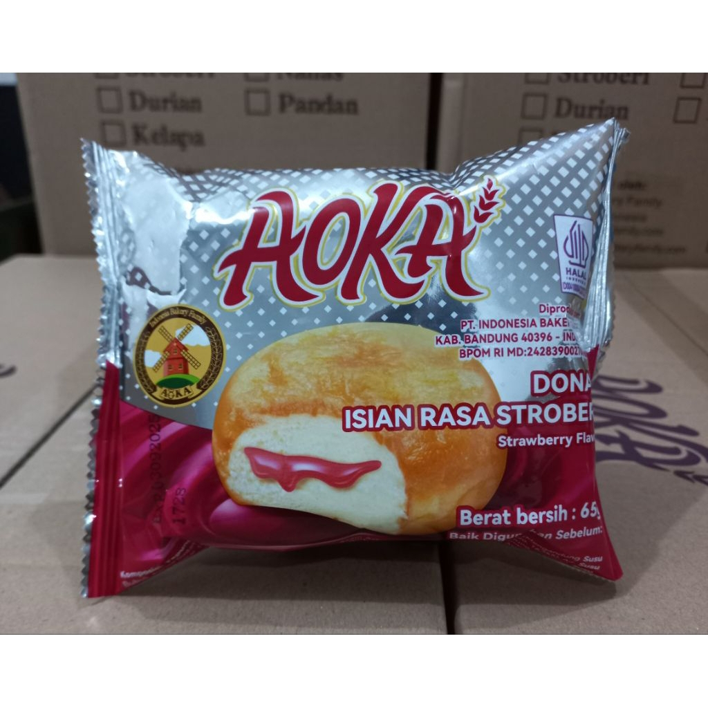Jual Donat Aoka isi rasa strawberry coklat nanas donut lumer 65gr ...