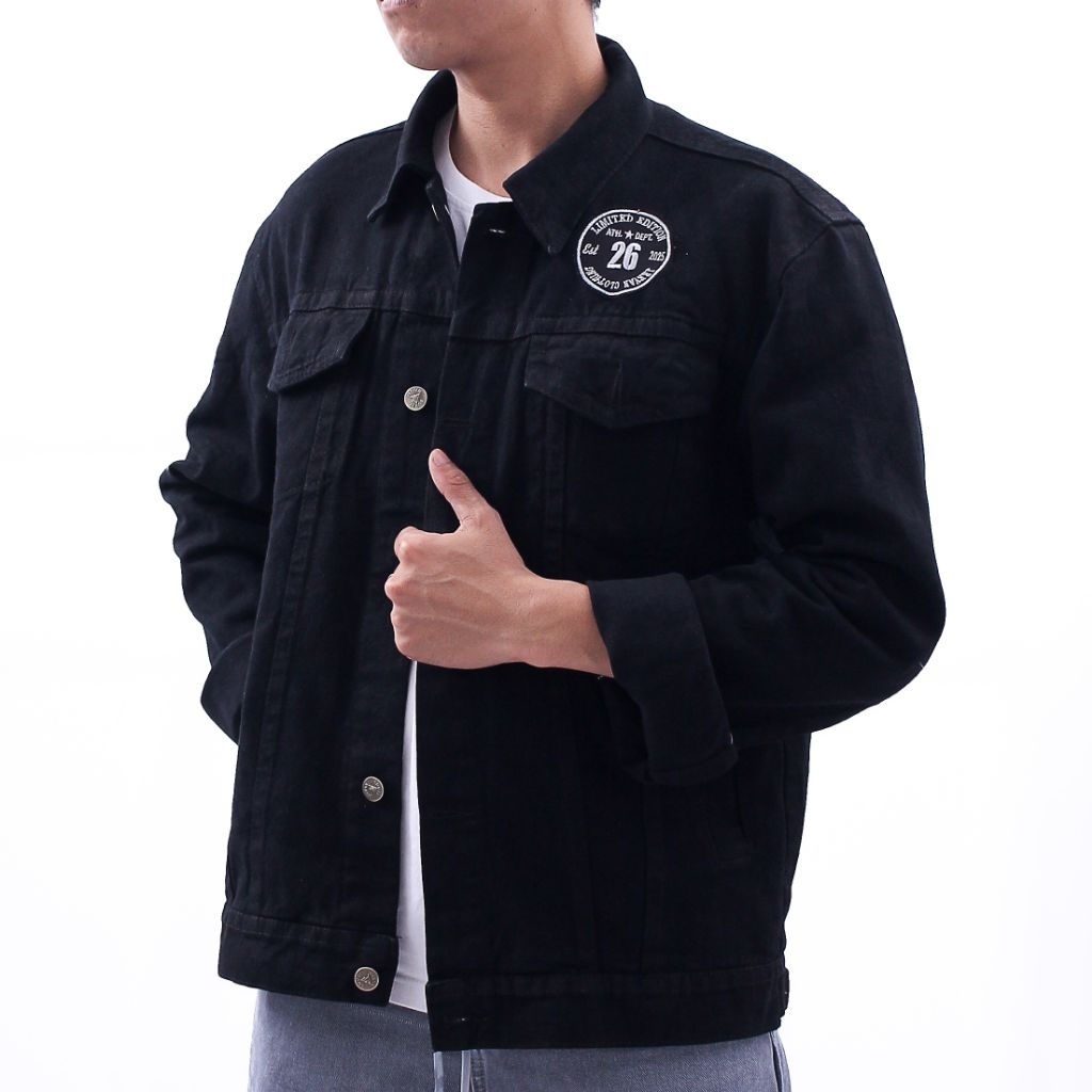 Jual Jaket Jeans Denim Hitam Premium Quality | Shopee Indonesia