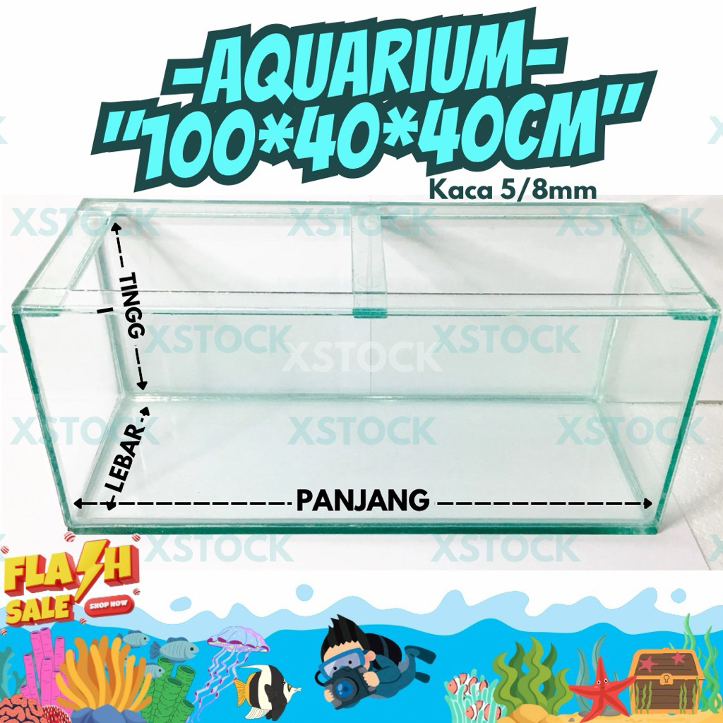 Jual AQUARIUM 100 x 40 x 40cm 1 METER AKUARIUM KACA BARU IKAN HIAS ...