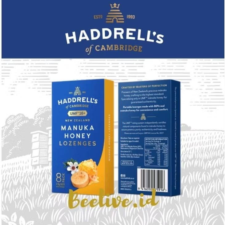 Jual Permen Madu Haddrells Manuka Honey Lozenges UMF 16+ MGO 573+ 8 ...