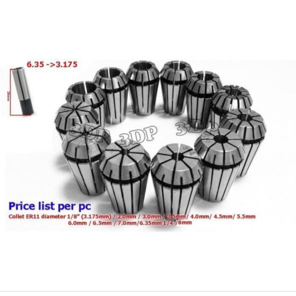 Jual ER11/ER11A collet chuck&cap nut(pricelist per pc) | Shopee Indonesia