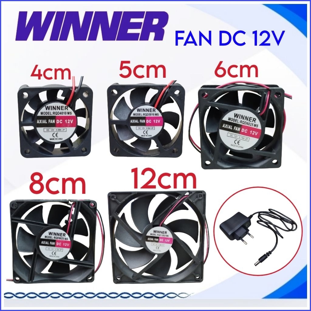 Jual FAN DC - Cooling Fan - Winner Fan DC 12V + ADAPTOR 4CM 5CM 6CM 8CM 9CM 12CM | Shopee Indonesia