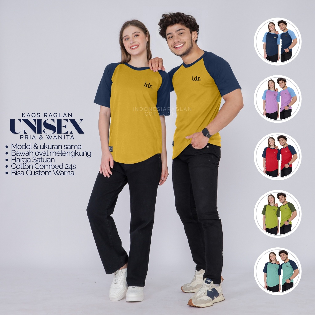 Jual Indonesia Raglan Kaos Wanita Pria Unisex 2 Warna Basic Kaos Tangan ...