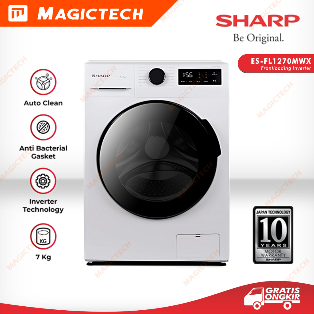 Jual MESIN CUCI FRONT LOADING SHARP 7 KG ES-FL1270MWX INVERTER ES-FL1270 | Shopee Indonesia