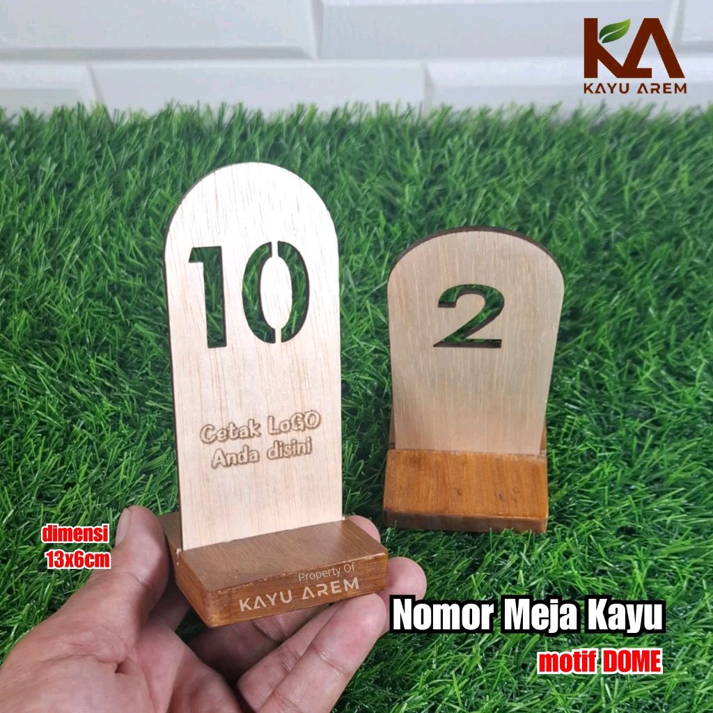 Jual [ kayu arem ] Nomor MejaKayu Motif DOME | Penanda Nomer Meja Cafe ...