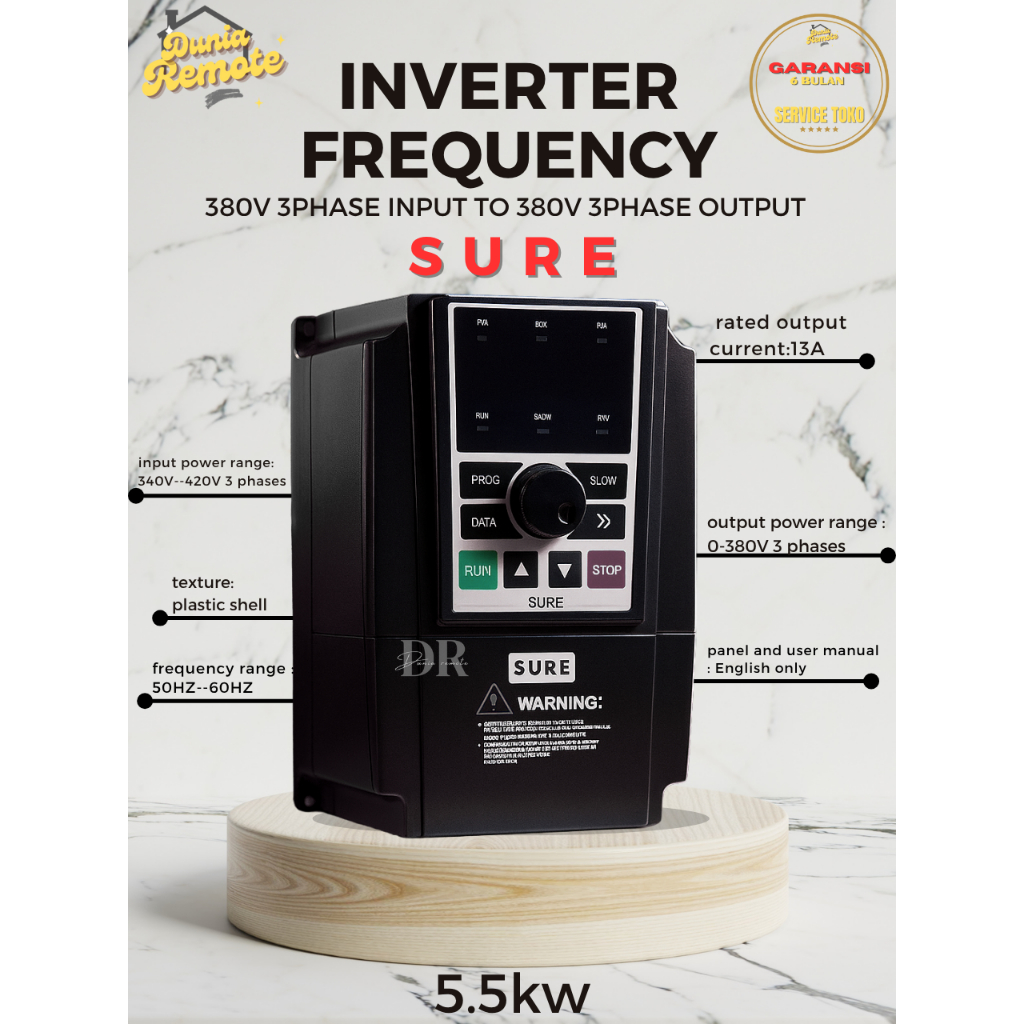 Jual INVERTER Frekuensi SURE VFD 5.5KW 380V 3 Phase input To 380V 3 Phase output Inverter ...