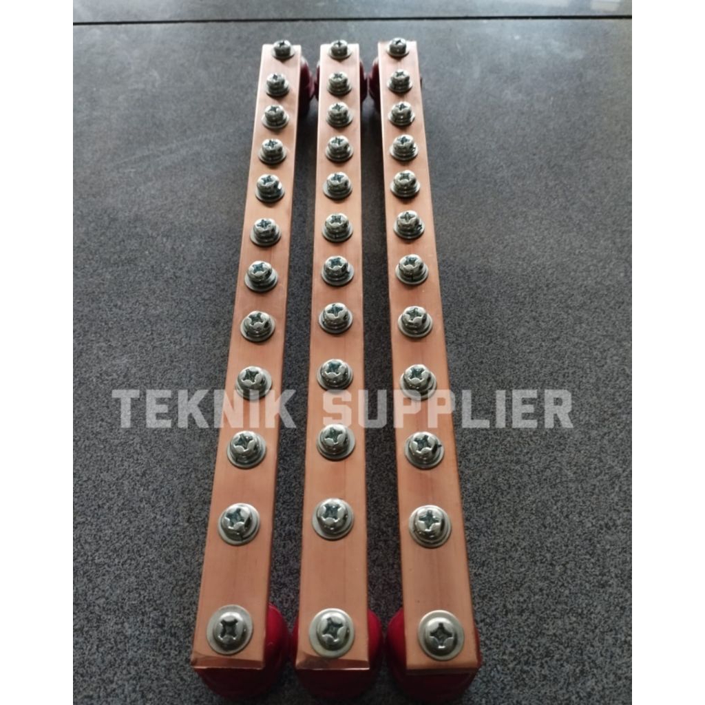 Jual busbar tembaga 3mm x 20mm x 400mm 16baut M6 komplit / busbar ...
