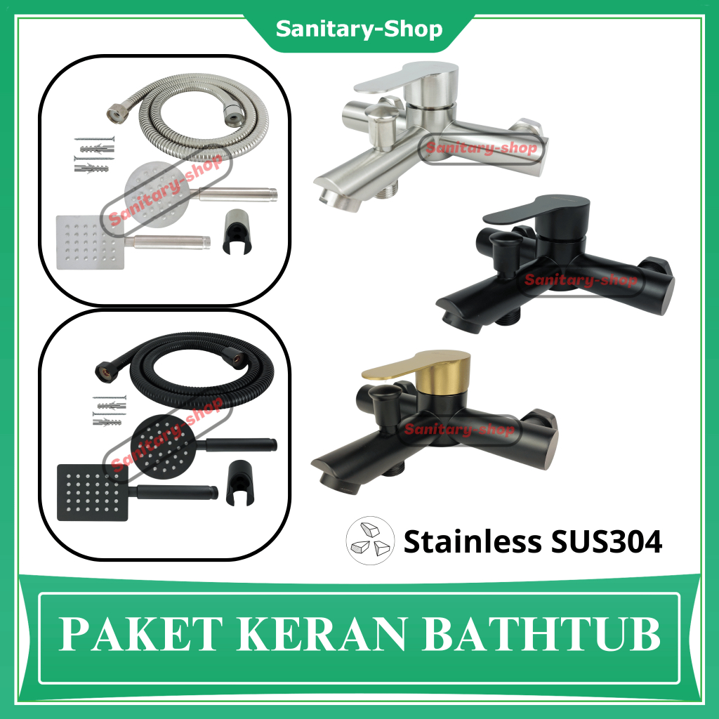 Jual Paket Kran Keran Bathtub Mixer Panas Dingin Full Hand Shower Set ...