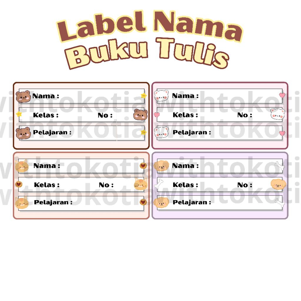 Jual Label Buku | Label Pelajaran | Label Nama | Sticker Nama Pelajaran ...