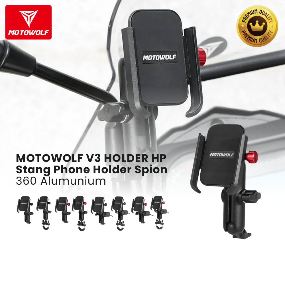 Jual Motowolf V3 Holder HP Motowolf Stang Phone Holder Spion 360 Almunium | Shopee Indonesia