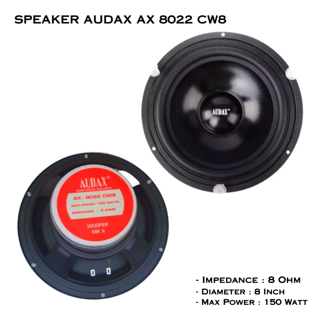 Jual Speaker Audax "8" inch Woofer AX - 8022 CW8 150 Watts | Shopee ...