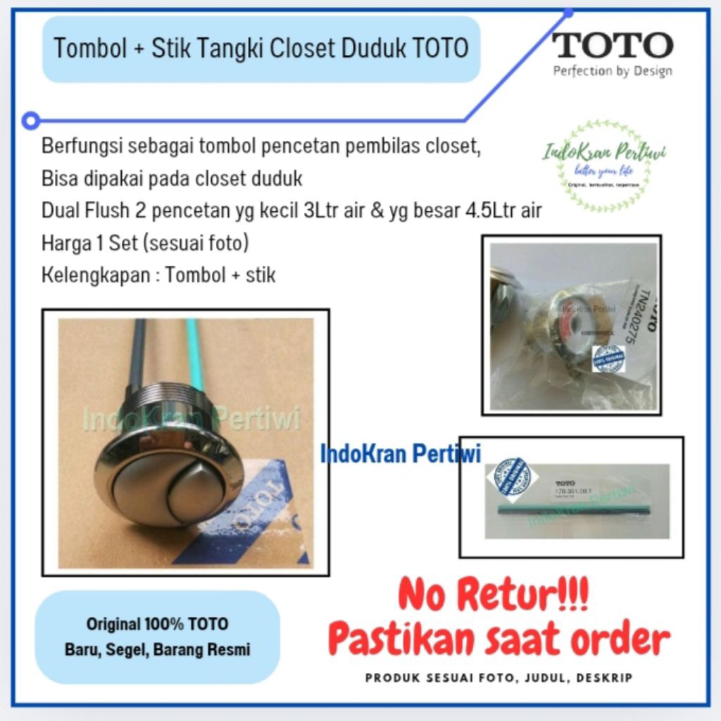 Jual Tombol closet duduk TOTO dan Stik Set Dual Flush Original TOTO ...