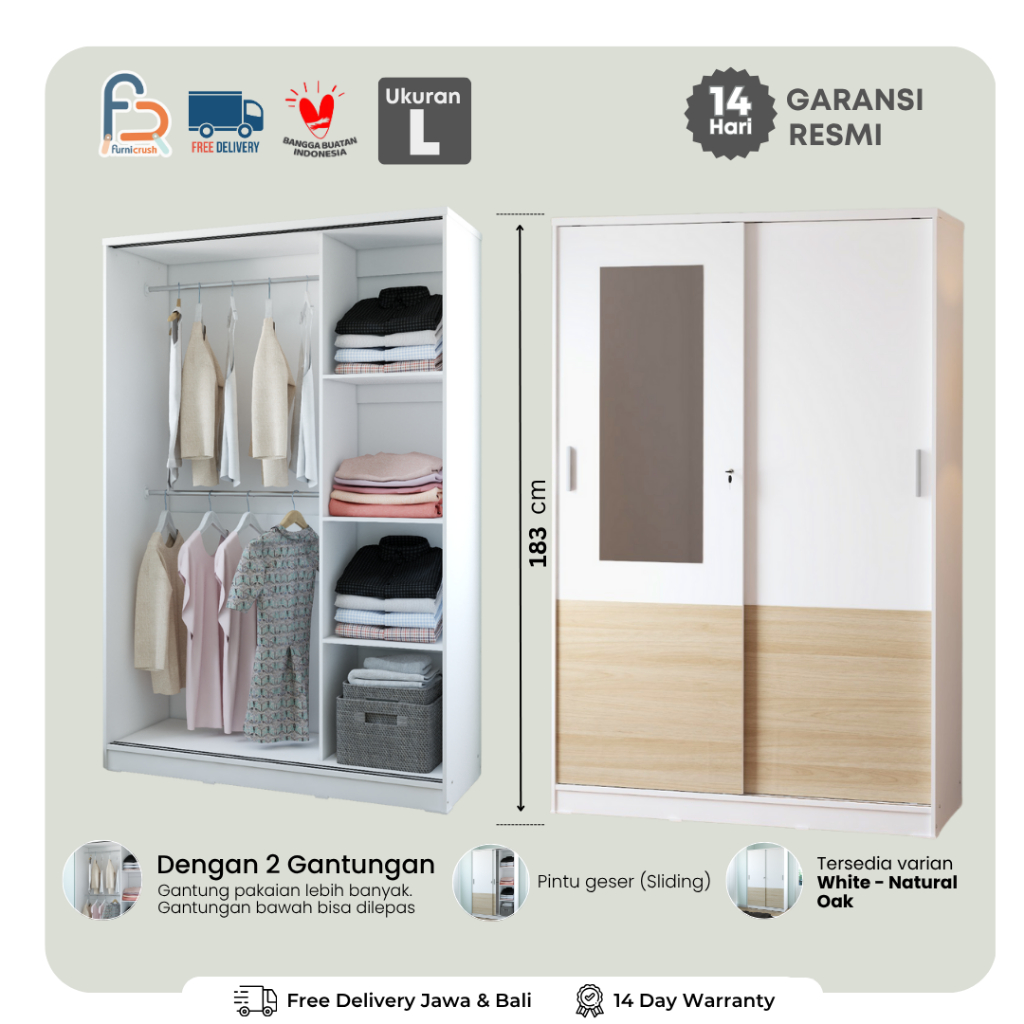 Jual Furnicrush Lemari Pakaian Sliding / Lemari Pakaian Pintu Sliding ...