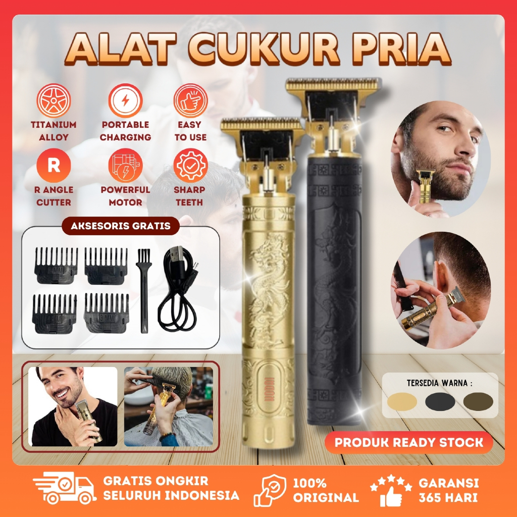 Jual KODAI Alat Cukur Rambut Jenggot Pria T9 Vintage USB Rechargeable Mesin Cukur Listrik ...