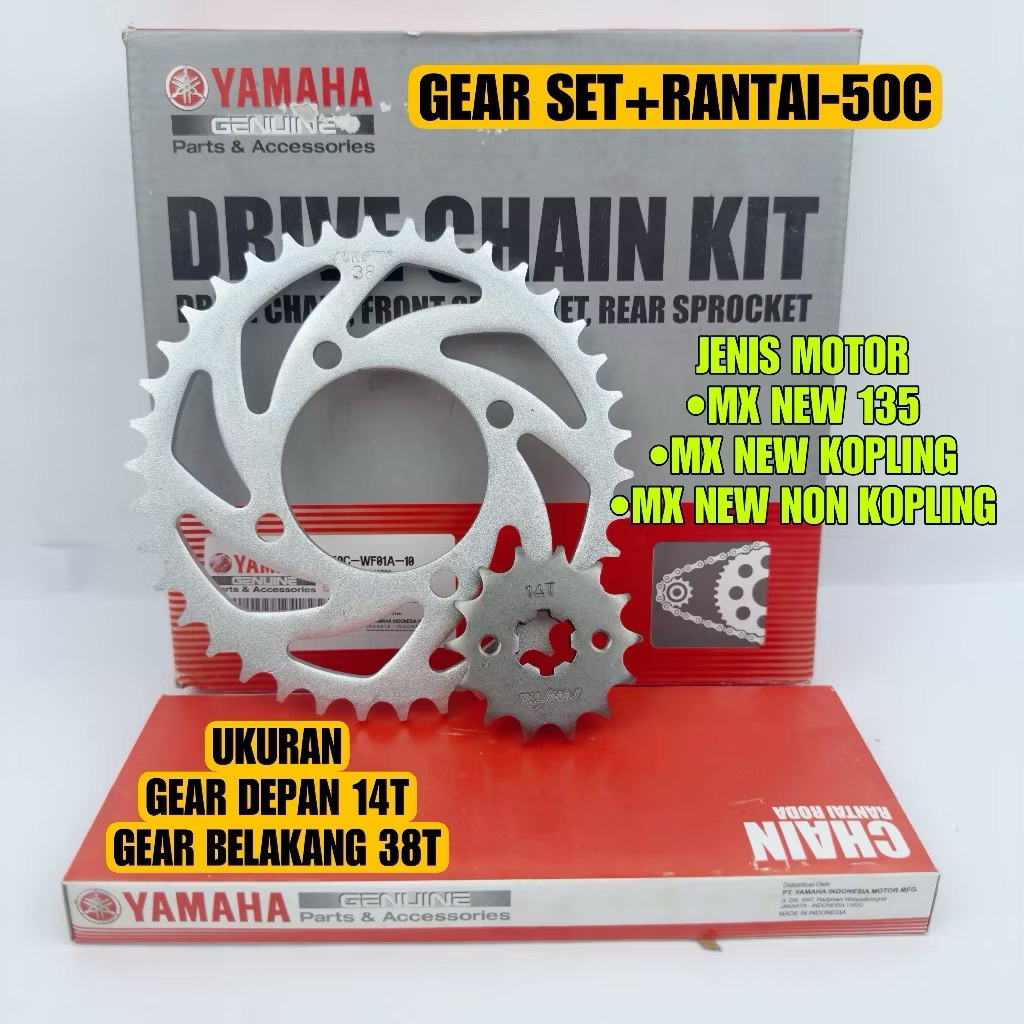 Jual GEAR SET+RANTAI 50C JUPITER MX NEW KOPLING ORIGINAL YAMAHA YGP 50C-WF01A-10 | Shopee Indonesia